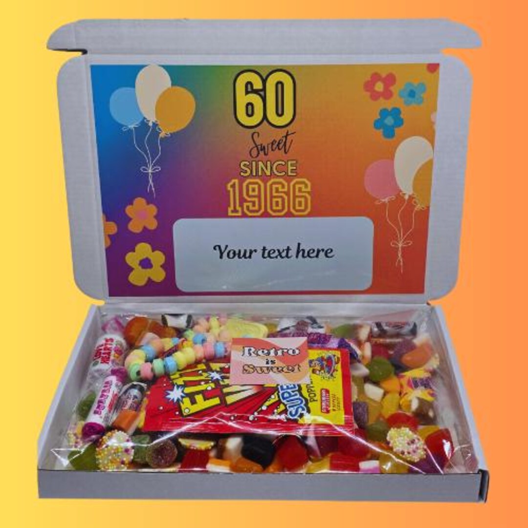 60th Birthday Sweet Gift Box – “sweet Since 1966” – Retro Sweets Hamper ...