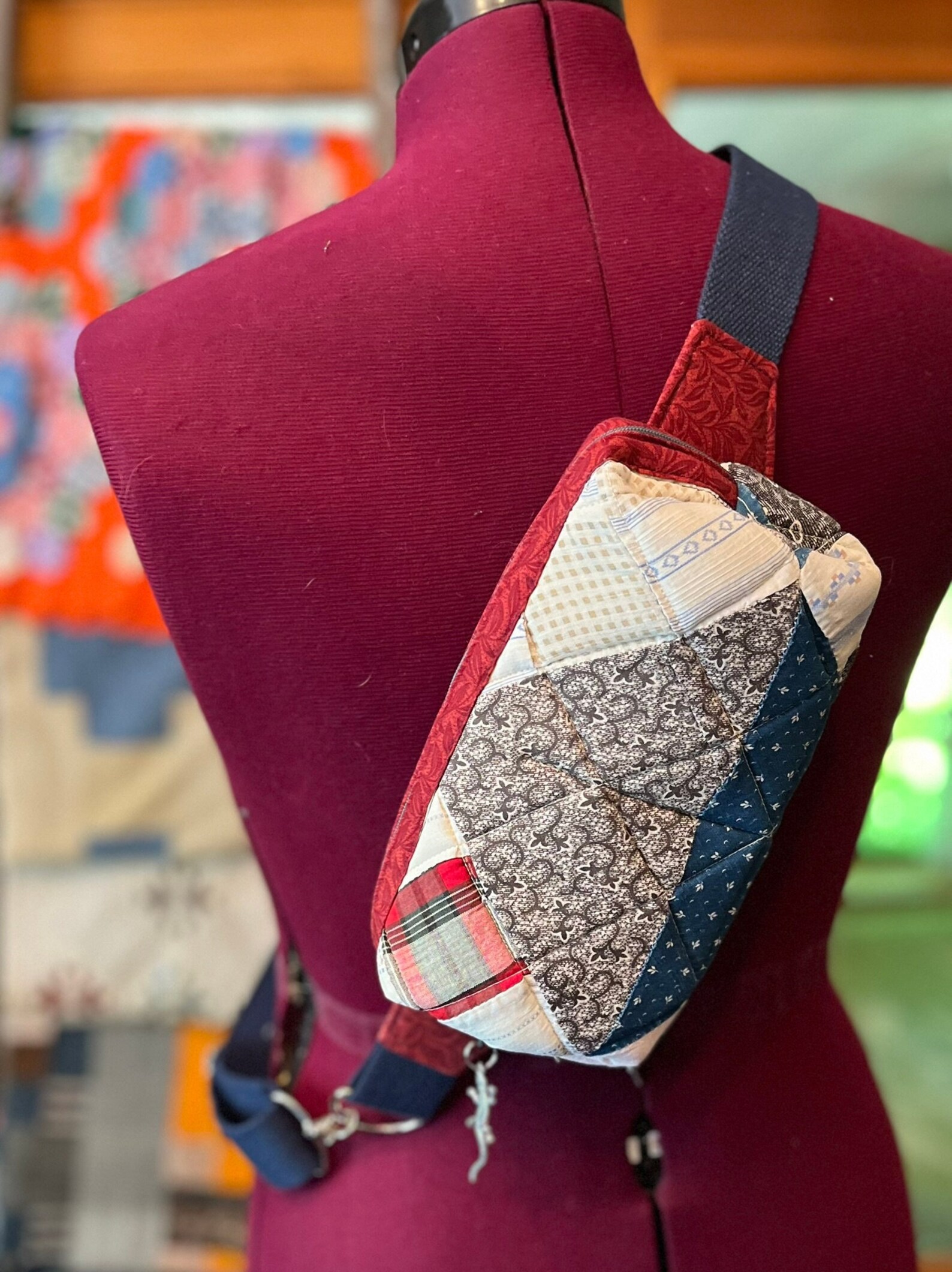 Quilted Cross-body Belt Bag From Vintage Fabrics and Quilts - Etsy