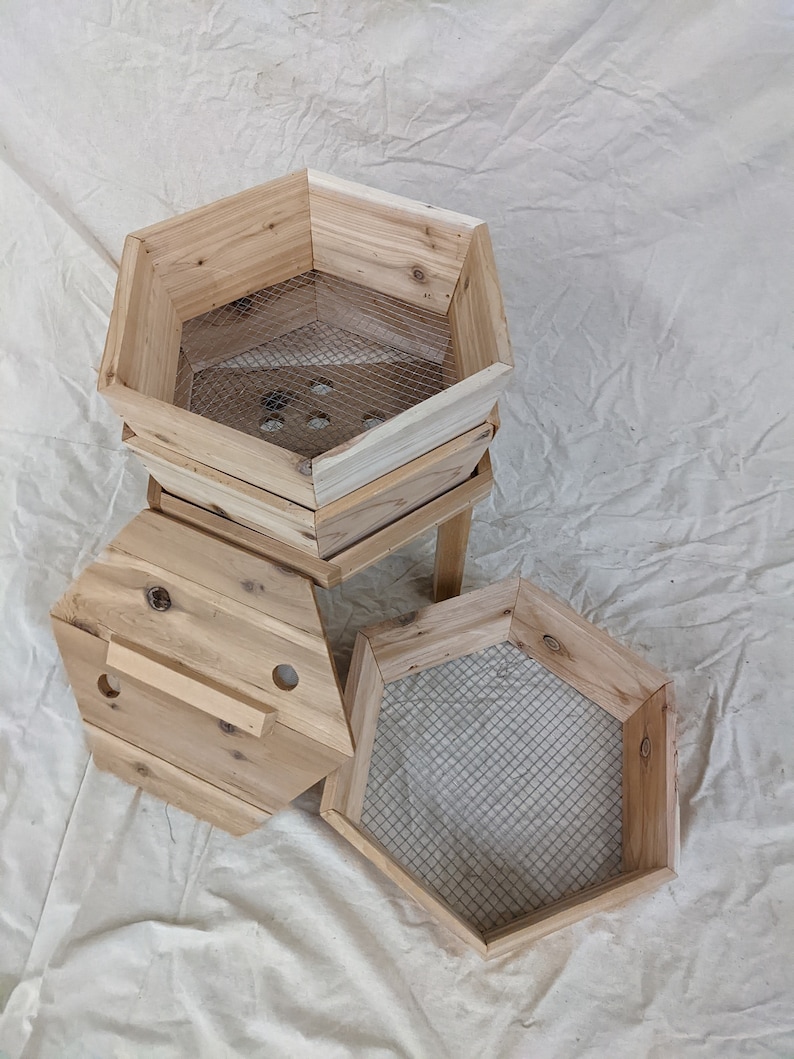 3 Tray Worm Bin Composter, Compost Your Food Scraps, Indoor Wood Worm ...