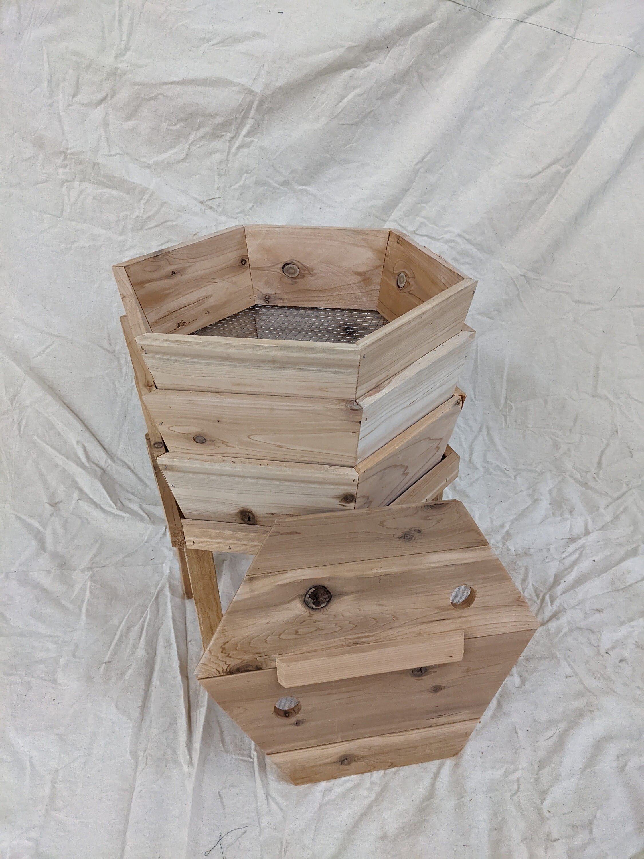 3 Tray Worm Bin Composter, Compost Your Food Scraps, Indoor Wood Worm ...