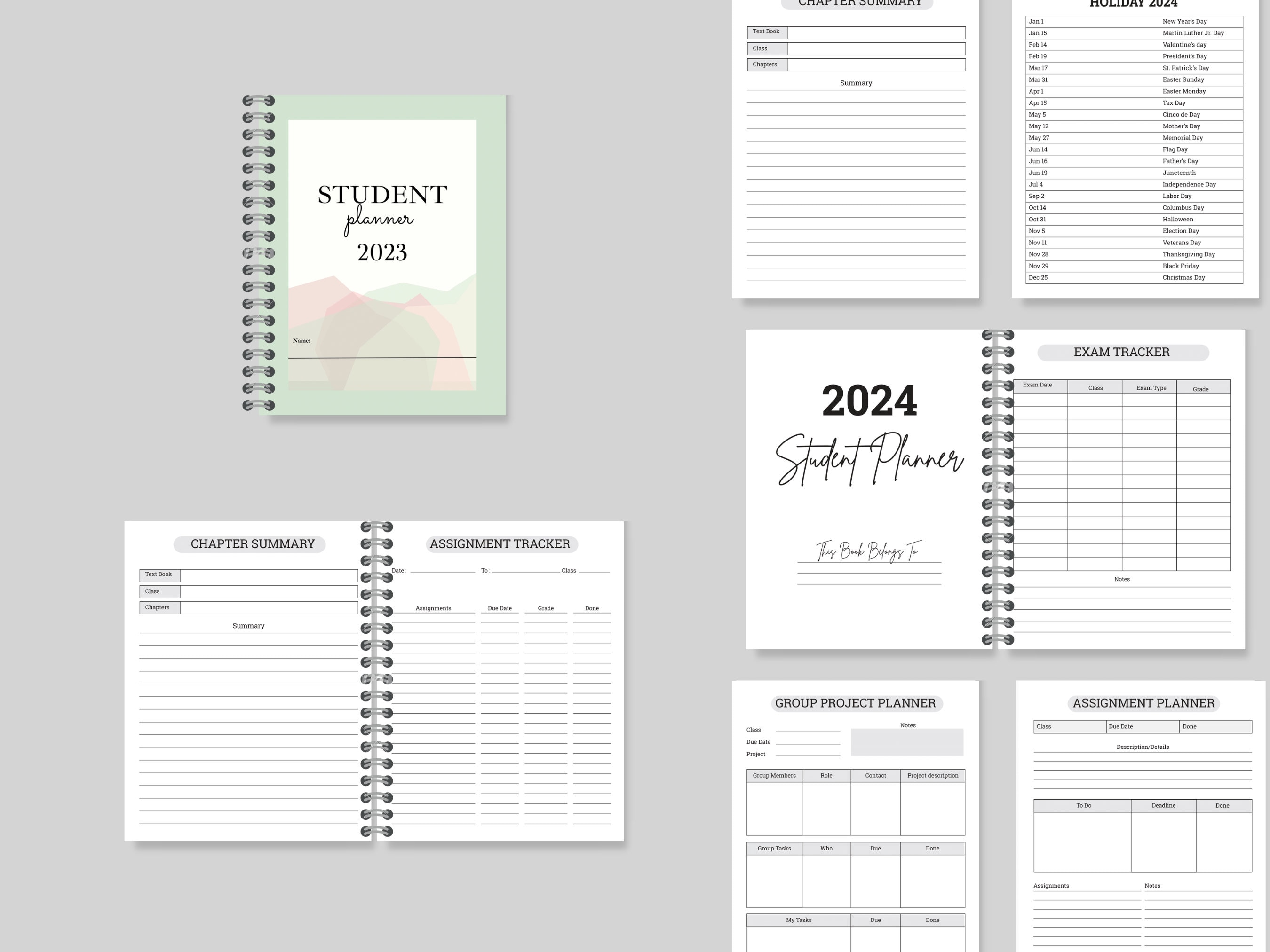2023-2024 Student Planner Printable, Academic Planner Template, Student ...