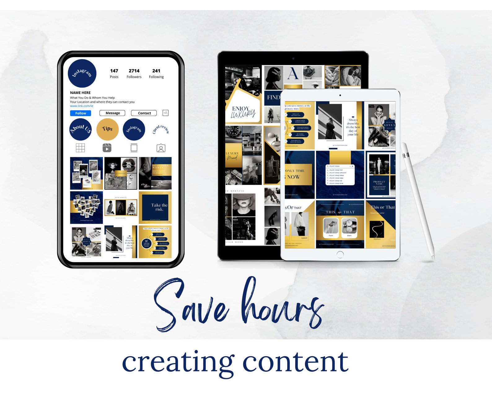 Instagram Templates - Glamour Fashion Canva Templates - Dark Blue ...
