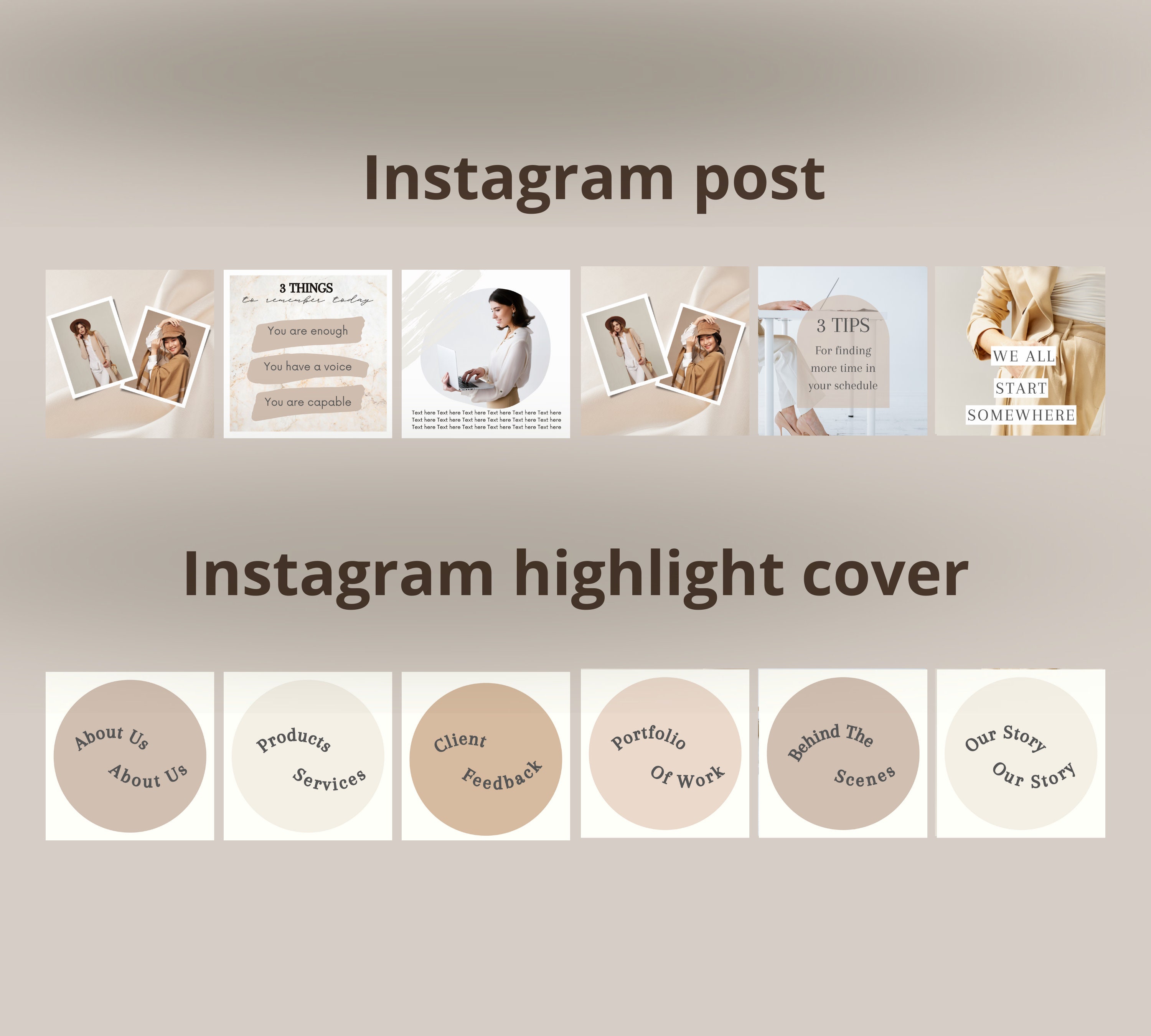 2 in 1 Instagram Post Templates Bundle, Instagram Highlight Covers ...