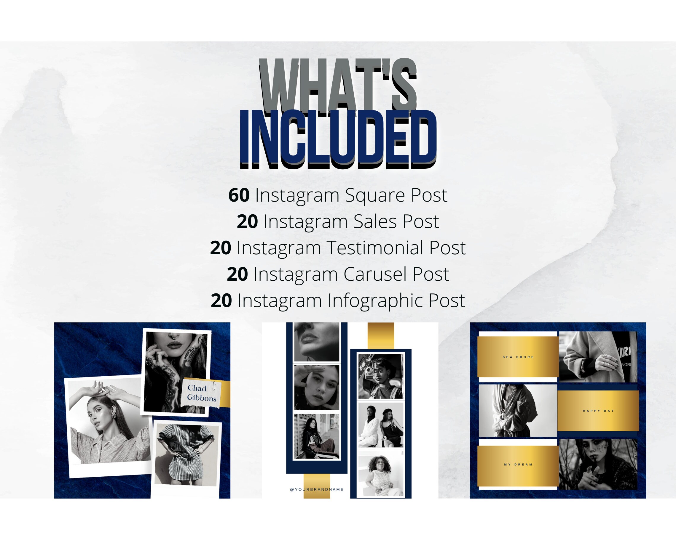 Instagram Templates - Glamour Fashion Canva Templates - Dark Blue ...