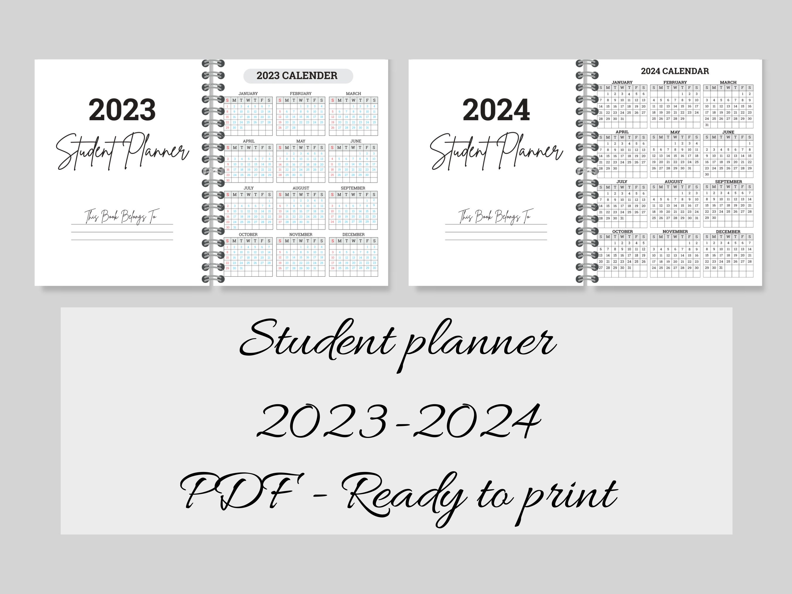 2023-2024 Student Planner Printable, Academic Planner Template, Student ...
