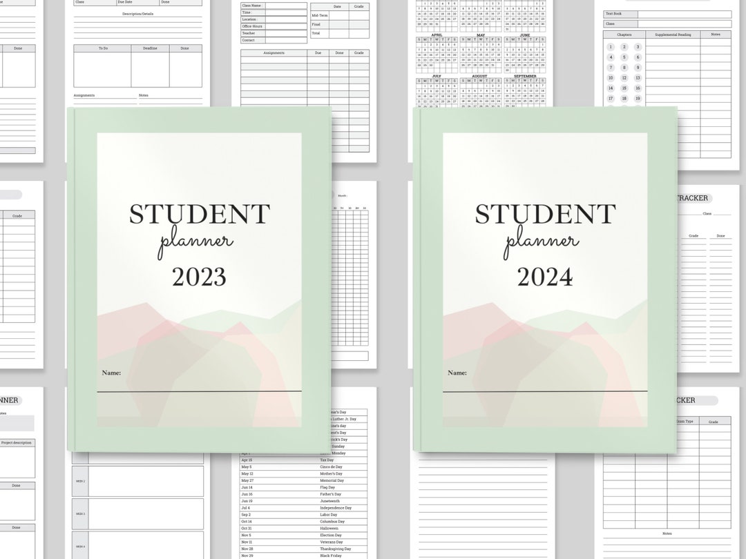 2023-2024 Student Planner Printable, Academic Planner Template, Student ...