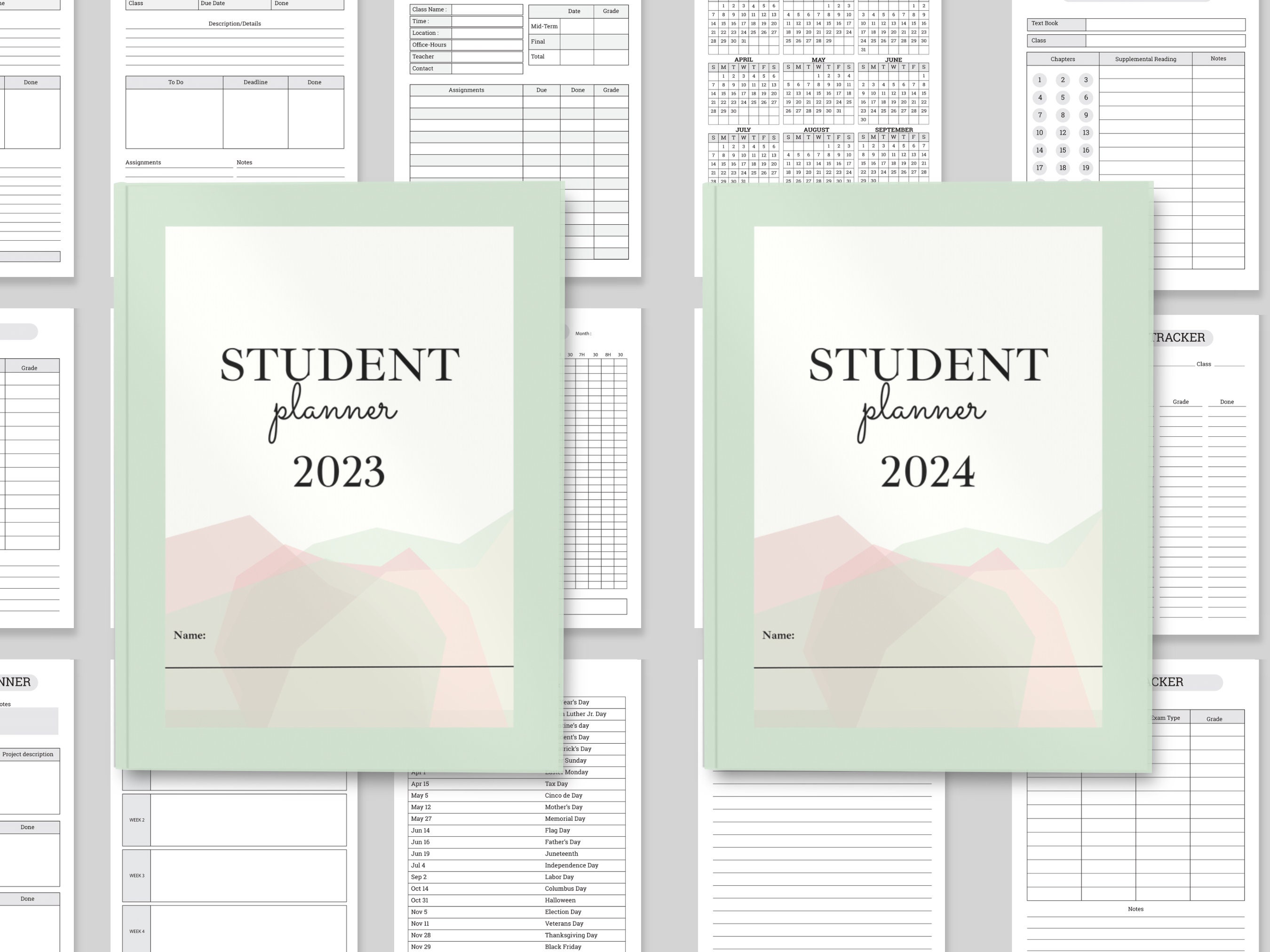 2023-2024 Student Planner Printable, Academic Planner Template, Student ...