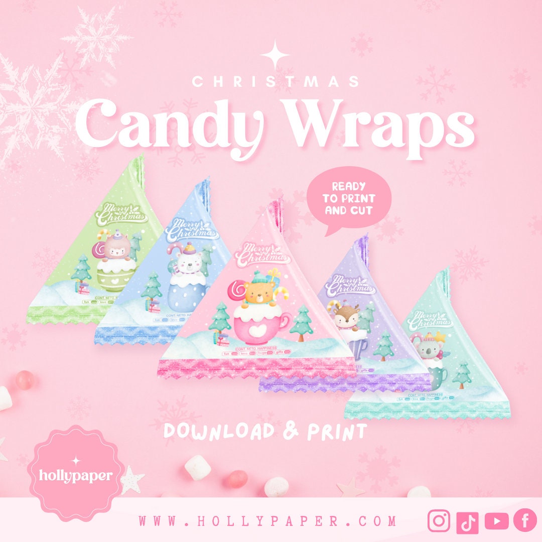 Printable Christmas Candy Wraps Template, Printable Christmas Bags ...