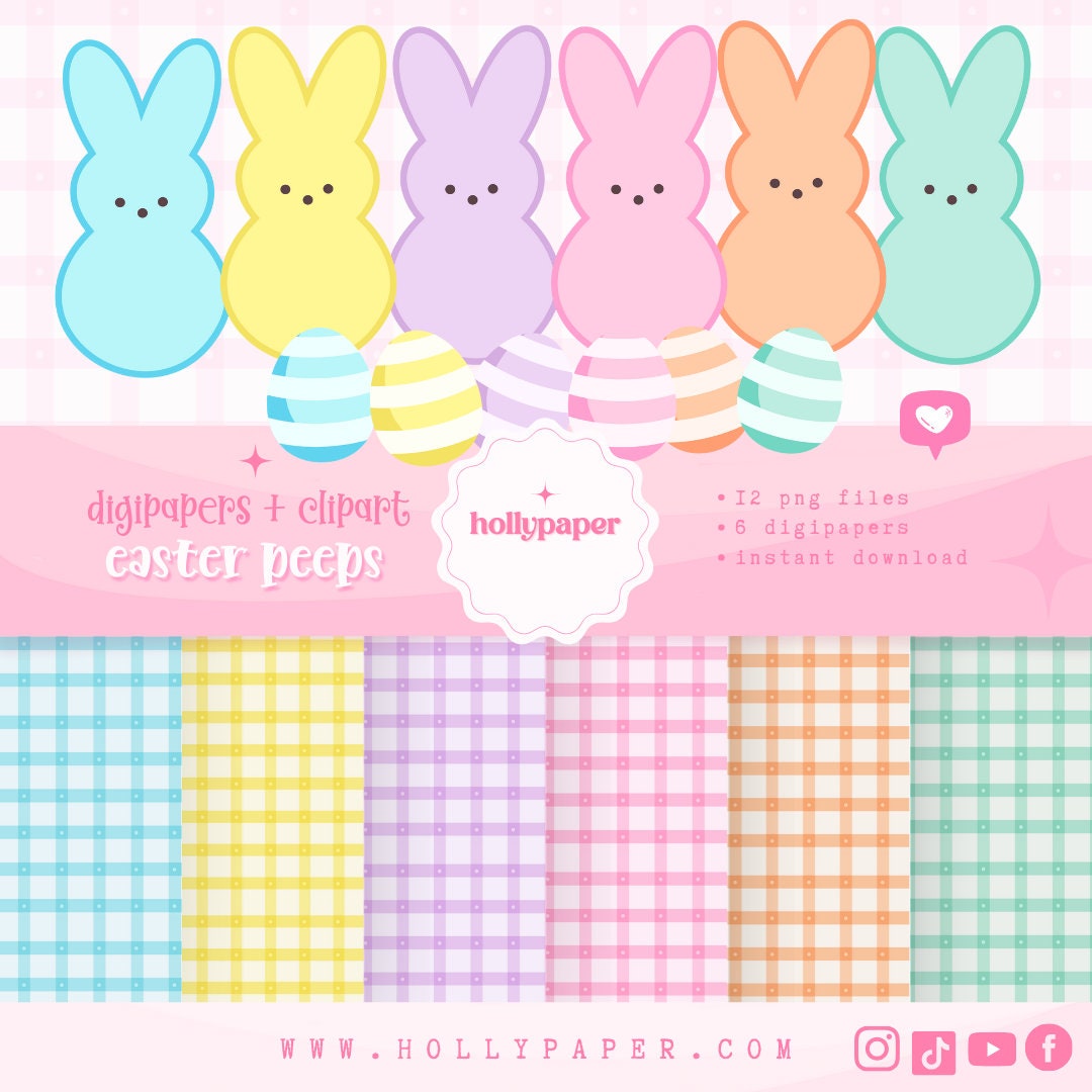 EASTER PEEPS, Peeps Digital Paper, Peeps Clipart, Easter Peeps Clipart ...
