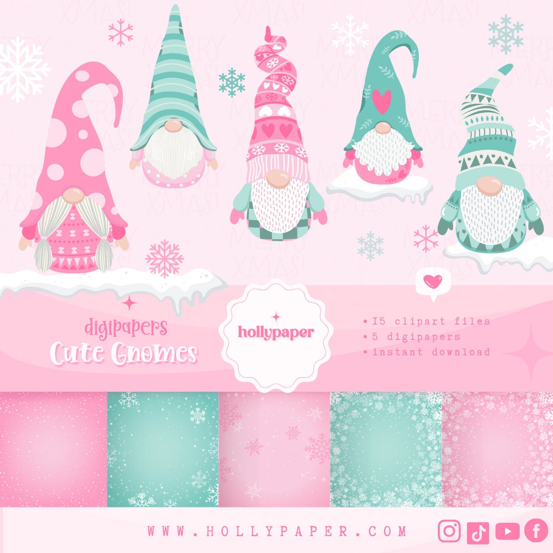 Clipart Digital Papers Christmas Gnomes, Gnomes Backgrounds, Christmas ...