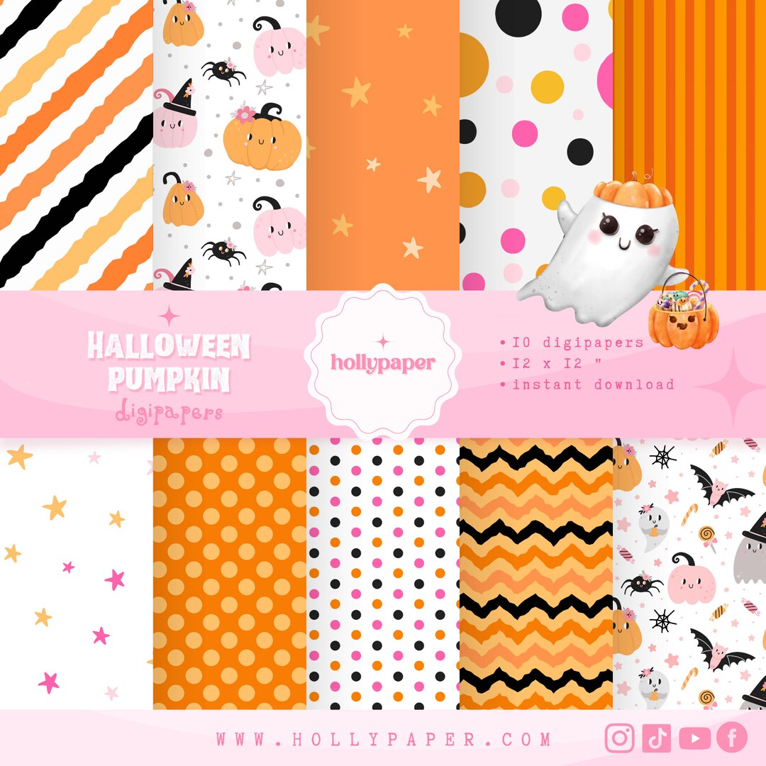 Halloween Digital Backgrounds, Halloween Pumpkin, Digital Papers ...