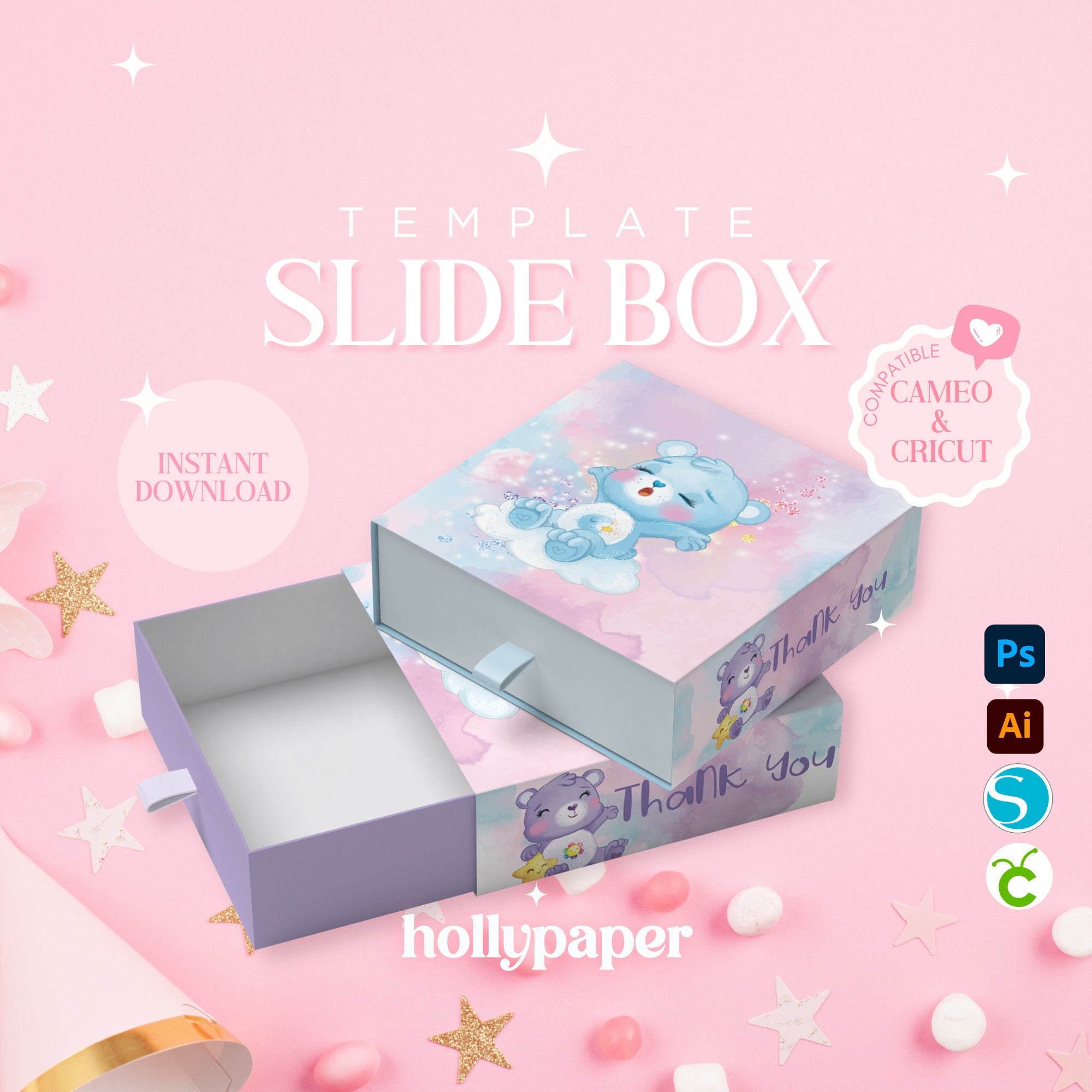 Template Slide Box Plantilla de caja deslizable Template - Etsy México