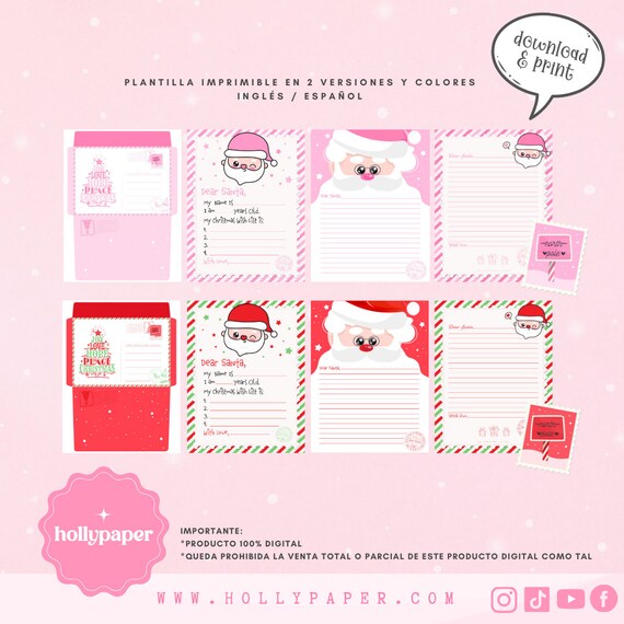 Lindas Plantillas De Cartas De Santa Plantilla De Carta A Papá Noel