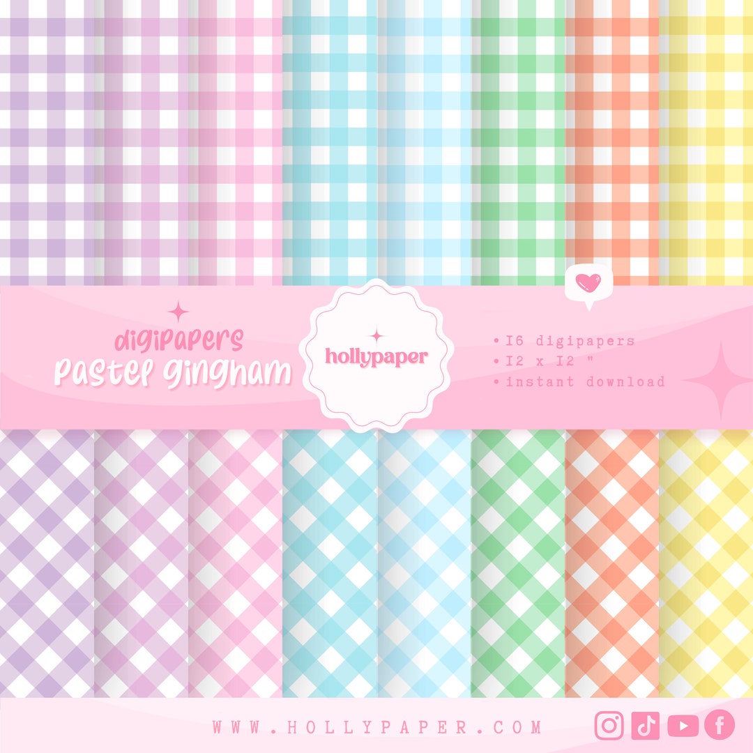 PASTELS DIGITAL PAPERS, Cute Wallpapers, Pastel Gingham Backgrounds ...