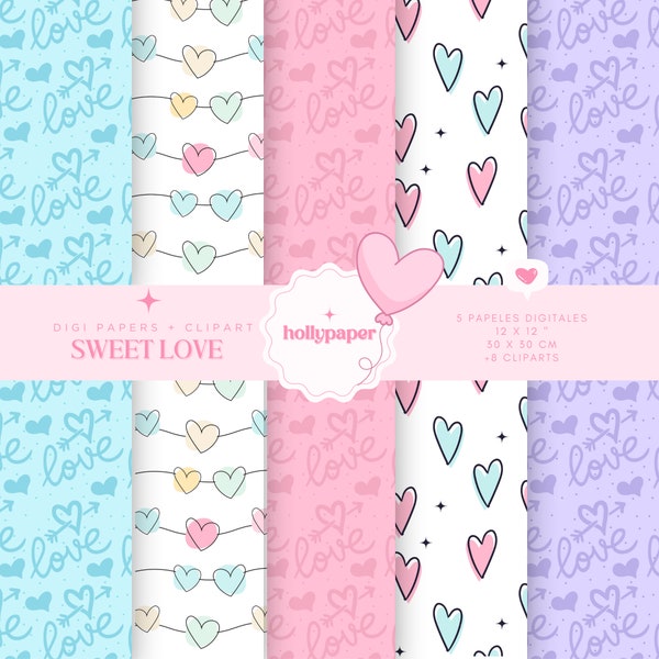 Valentine Digital Paper - Etsy
