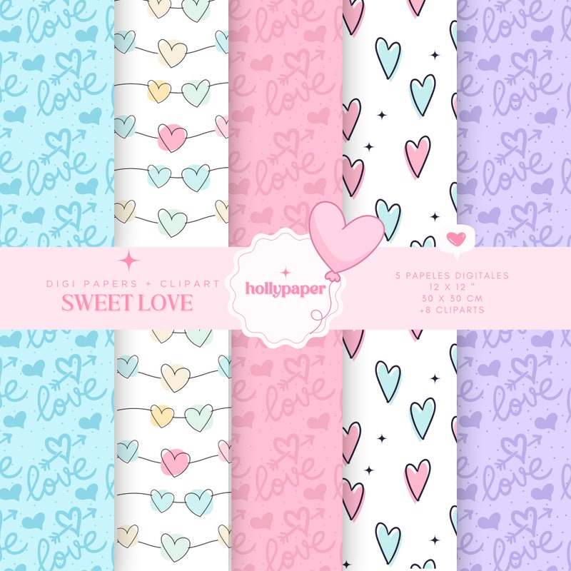 Valentine Digital Paper - Etsy