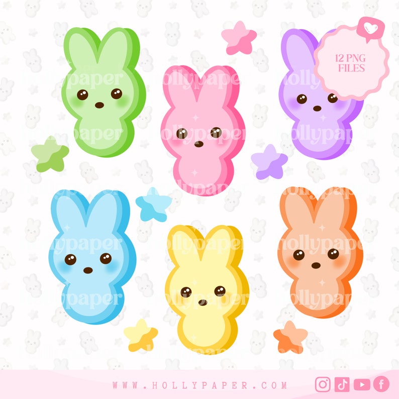 EASTER BUNNY PEEPS Peeps Digital Paper Clipart Peeps Easter - Etsy