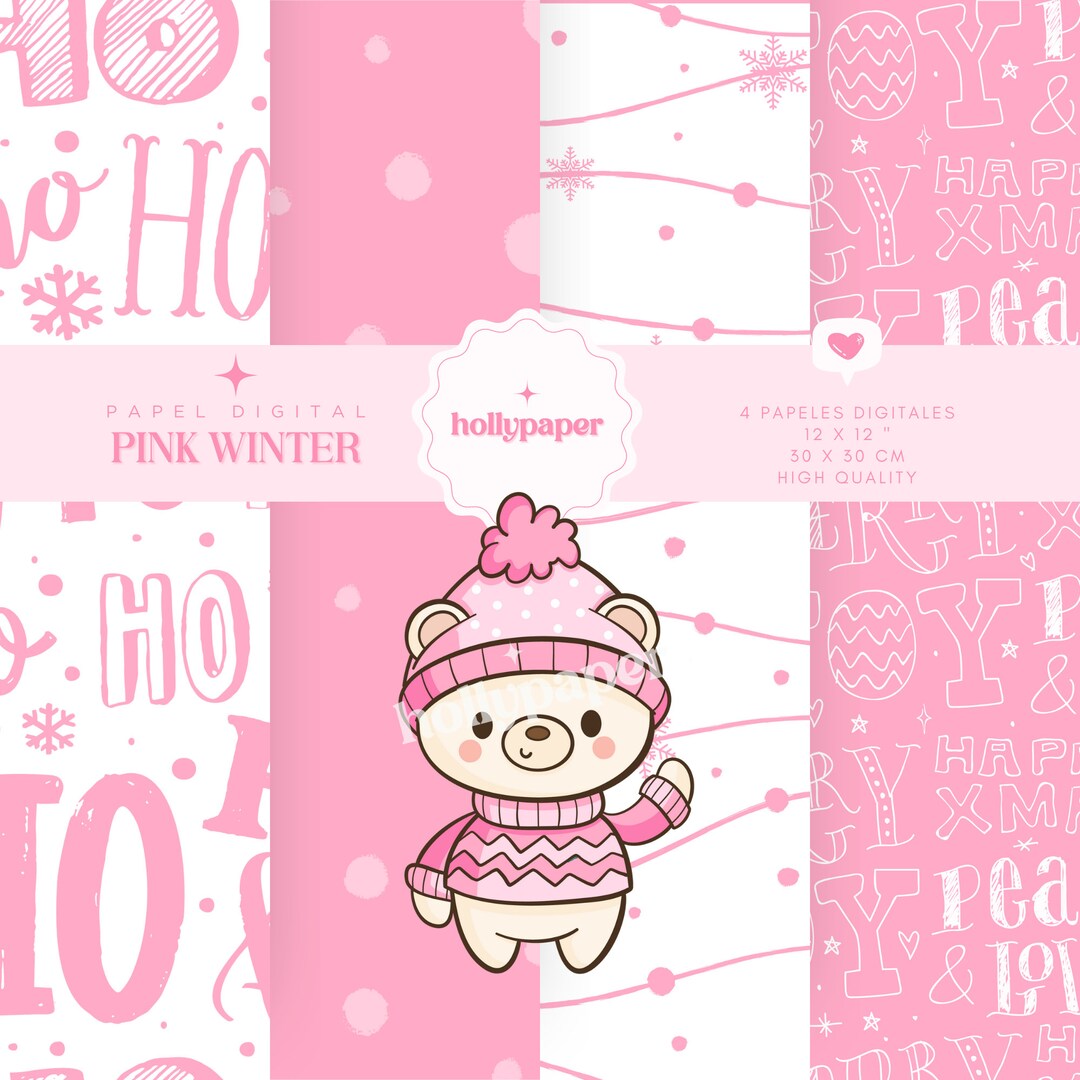 Papel digital de Navidad, Pink Christmas Digital Paper, Papel de ...