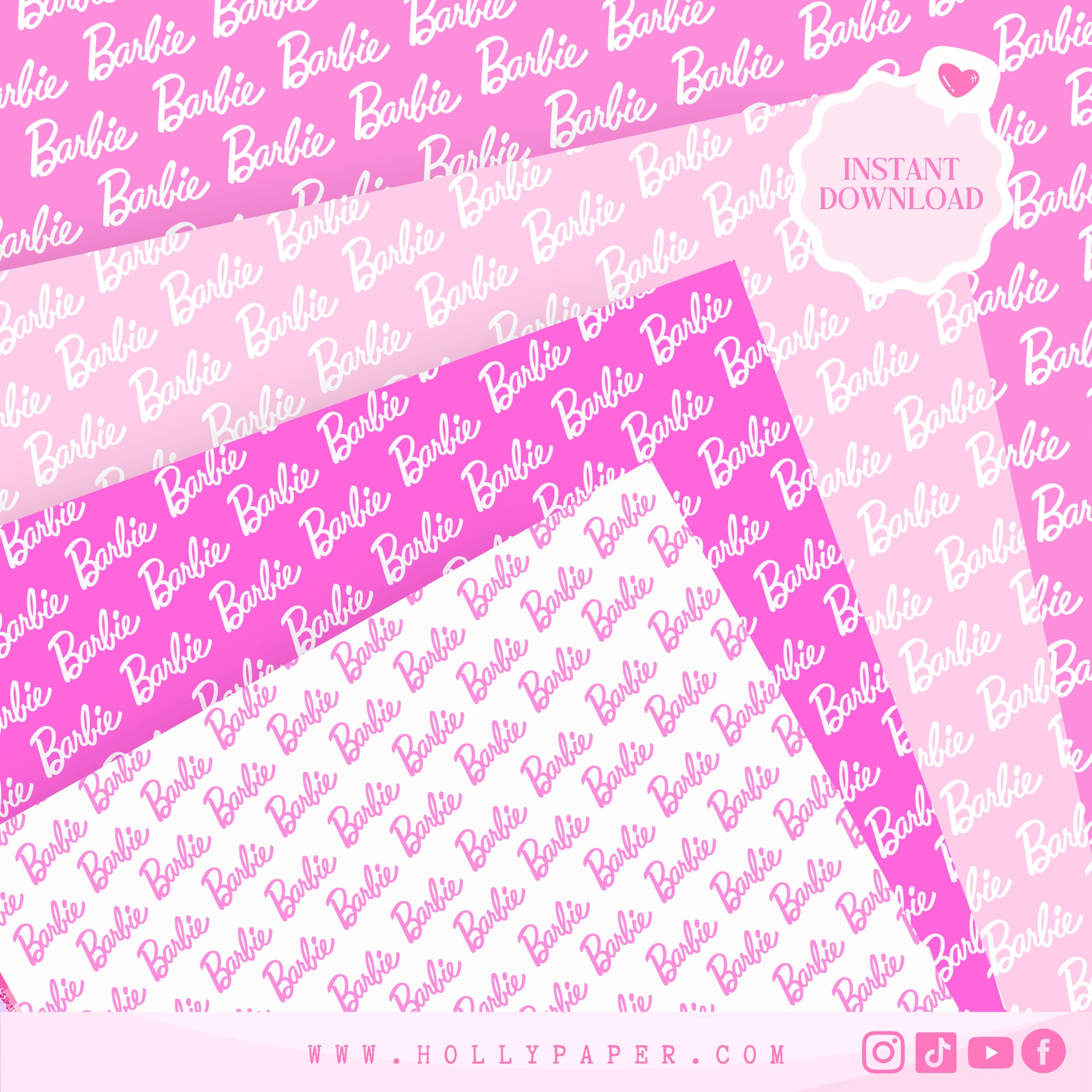 Barbie Girl Digital Papers Barbie Background Barbie - Etsy
