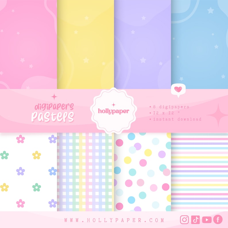 PASTELS DIGITAL PAPERS Lindos Fondos Pasteles Pastel - Etsy México