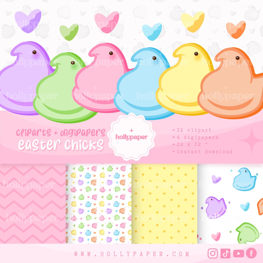 EASTER CHICKS PEEPS, Peeps Digital Paper, Clipart Peeps, Easter Peeps ...