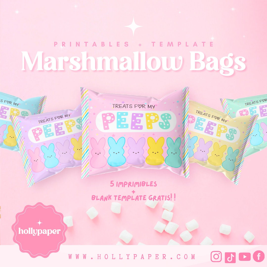 Printable Easter Bags, Marshmallow Bags, Printable Marshmallow Bag ...