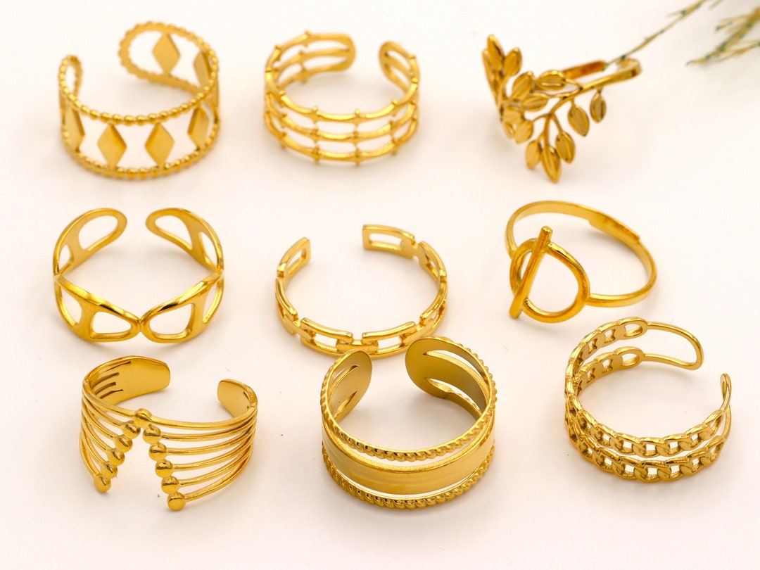 18K Gold Adjustable Rings for Women, Handmade Jewelry Gift for Her ...