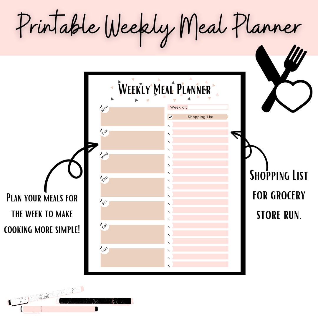 Simple Instant Download Meal Planner Printabledigital - Etsy Australia