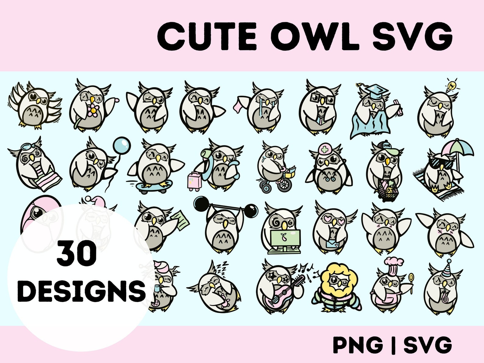 Owl Svg Owl Clipart Owl Vector Cute Svg Owl Png Bird - Etsy