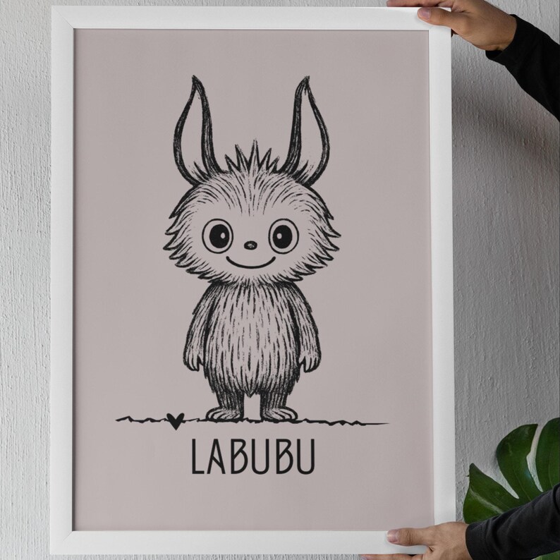 Cute Labubu Monster Poster | Kawaii Wall Art | Modern Minimalist ...
