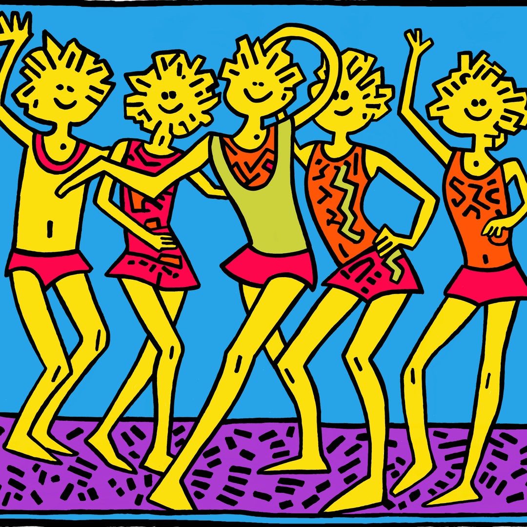 Keith Haring-inspired Dancers Pop Art Canvas Vibrant, Energetic Wall ...