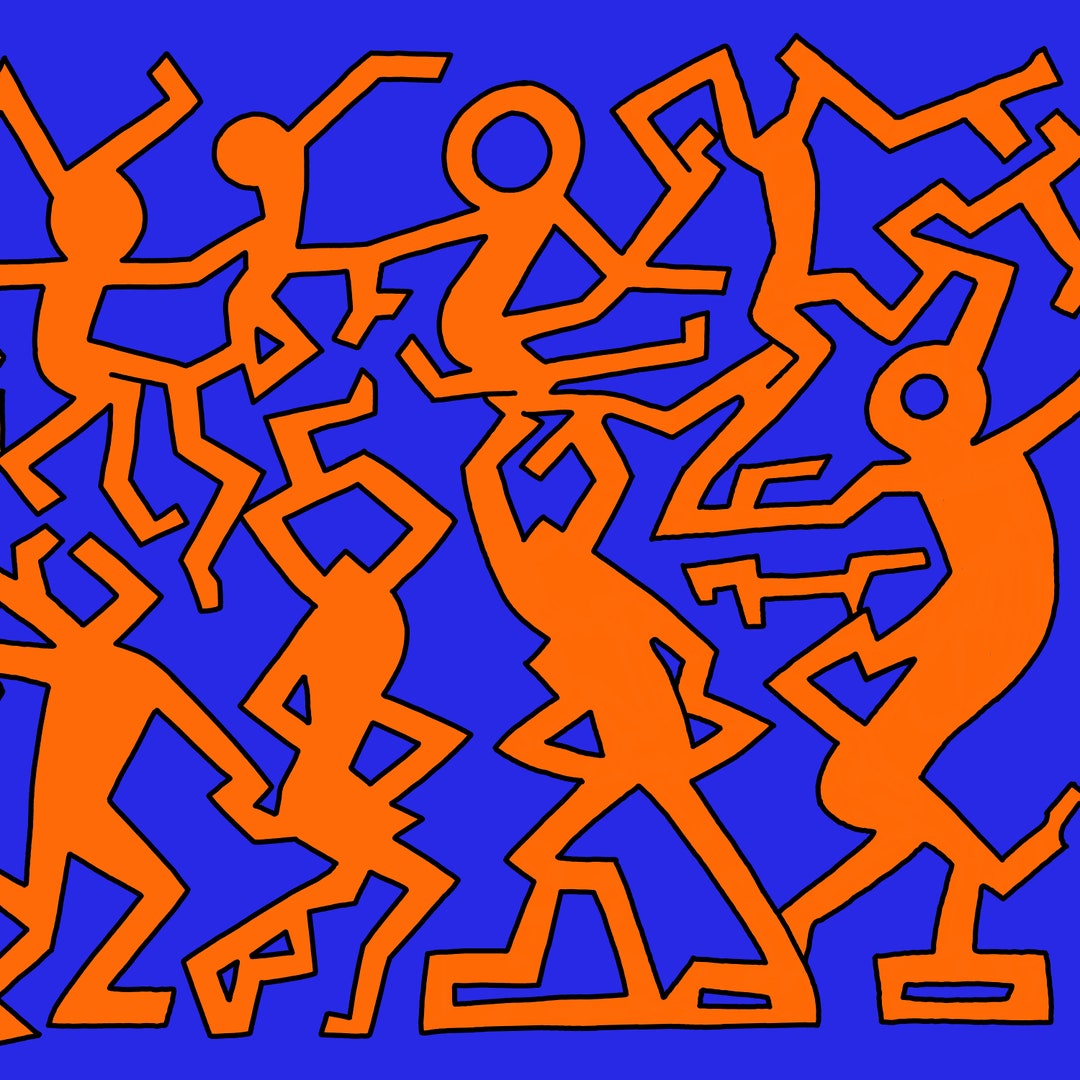 Keith Haring Inspired 'dancers 2' Pop Art Canvas Print - Etsy UK