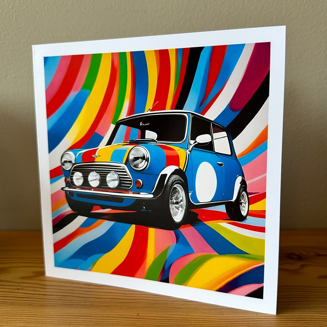 Classic Mini Cooper Pop Art Greeting Card Retro Car Lovers Gift ...