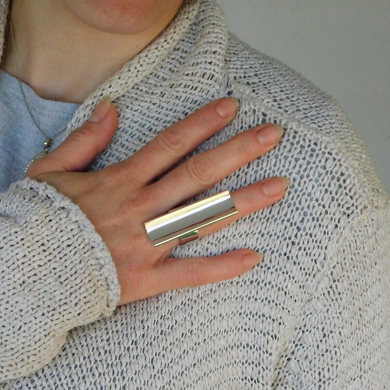 Long Silver Ring - Etsy