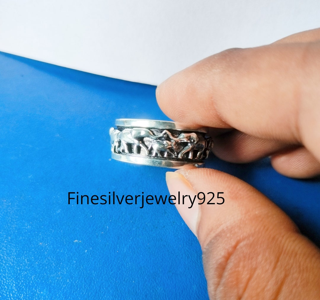 Elephant Ring, 925 Sterling Silver, Spinner Ring, Silver Ring, Worry ...