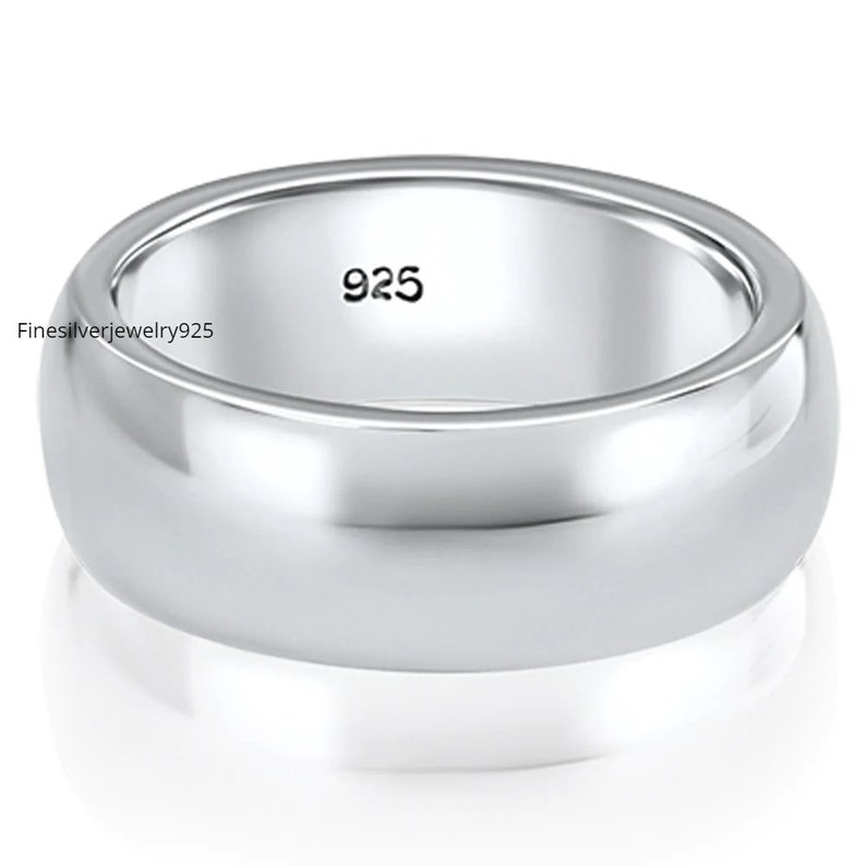 Silver Heavy Domed Band Ring, Solid 925 Sterling Silver Ring, Statement ...