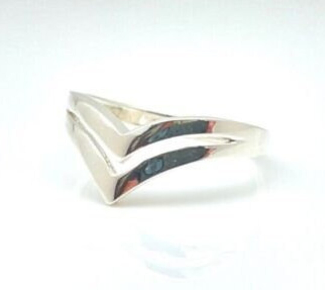 Sterling Silver Layered Chevron Silver Ring Chevron V Ring V - Etsy