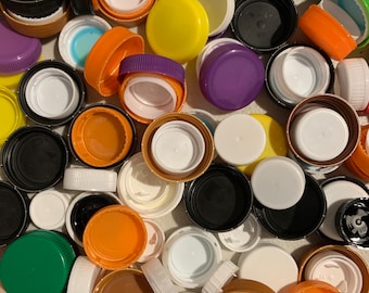 50 Assorted Plastic Twist-off Bottle Caps: Colorful Craft Supplies ...