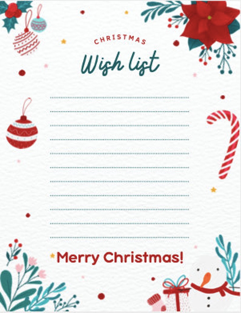 Archivo PDF digital de lista de deseos de Navidad - Etsy España