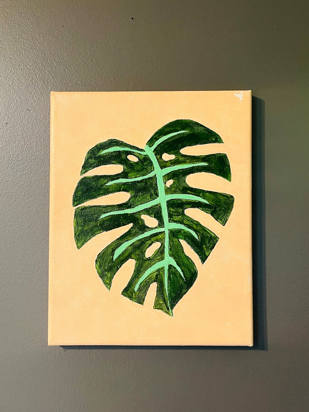 Monstera Leaf Canvas Painting - Etsy