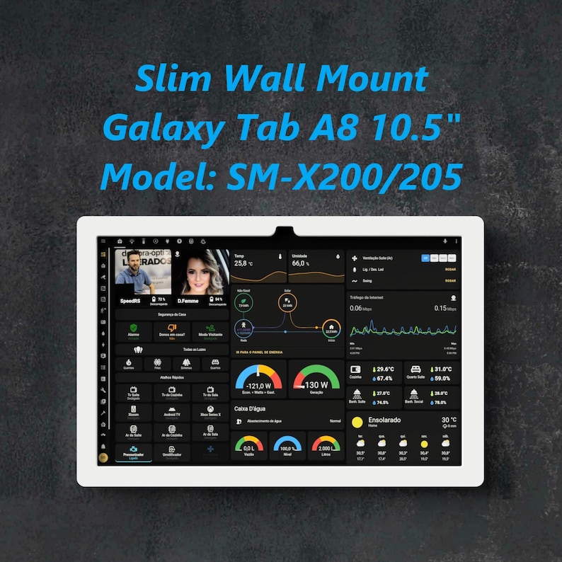 Tablet Wall Mount Galaxy Tab A8 10.5 3D Printed Parts Tablet Docking ...