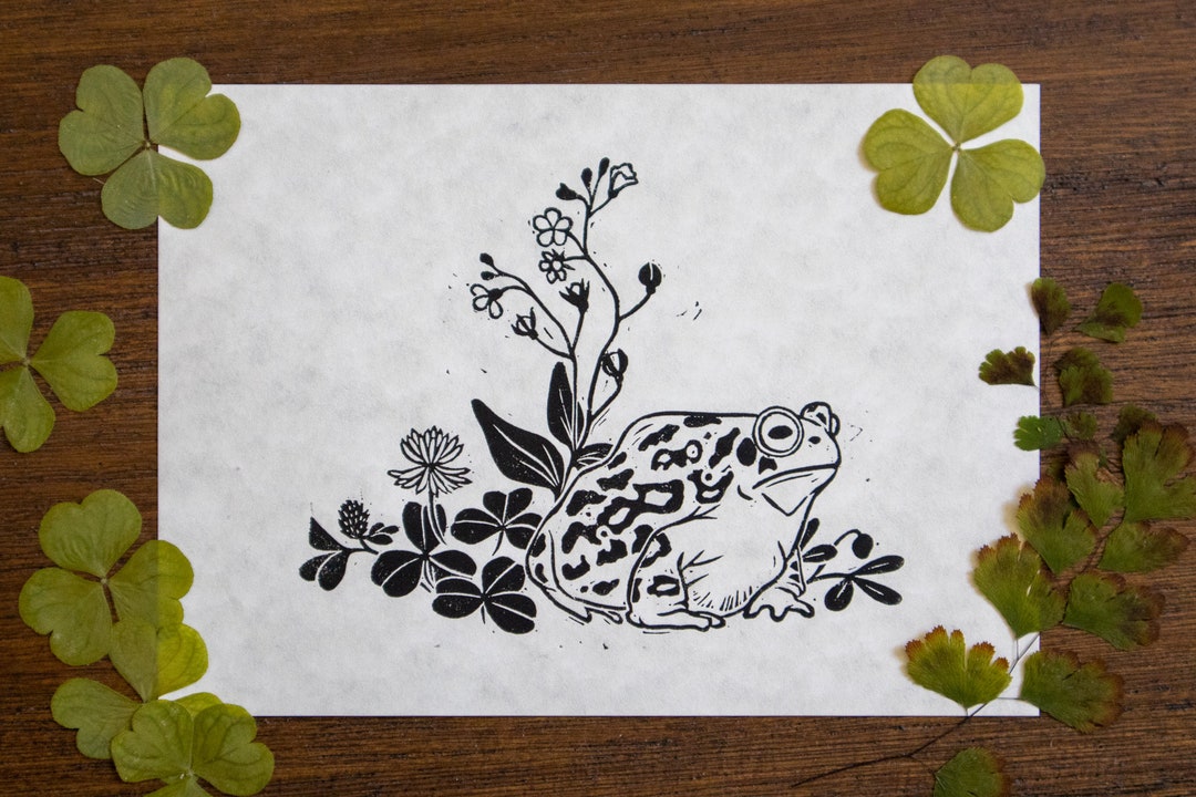 Resting Frog | Original Art | Block Print | Hand Carved | Hand Printed ...