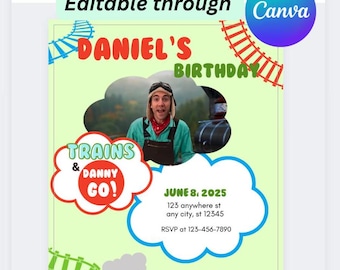Editable Danny Go Birthday Party Invite Trains Birthday Invitation ...
