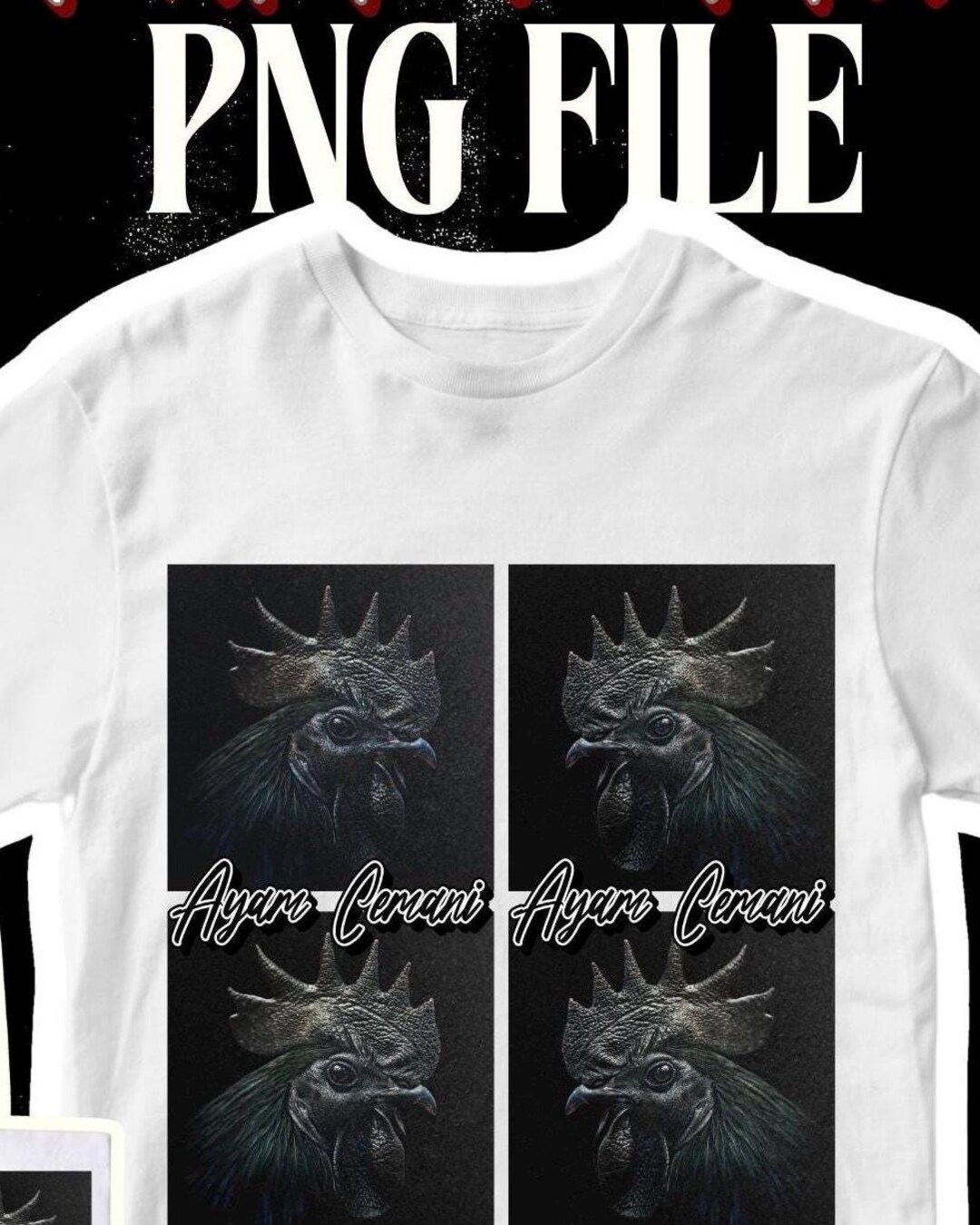 Ayam Cemani Rooster Head PNG: Rare Black Chicken Art (digital Download ...