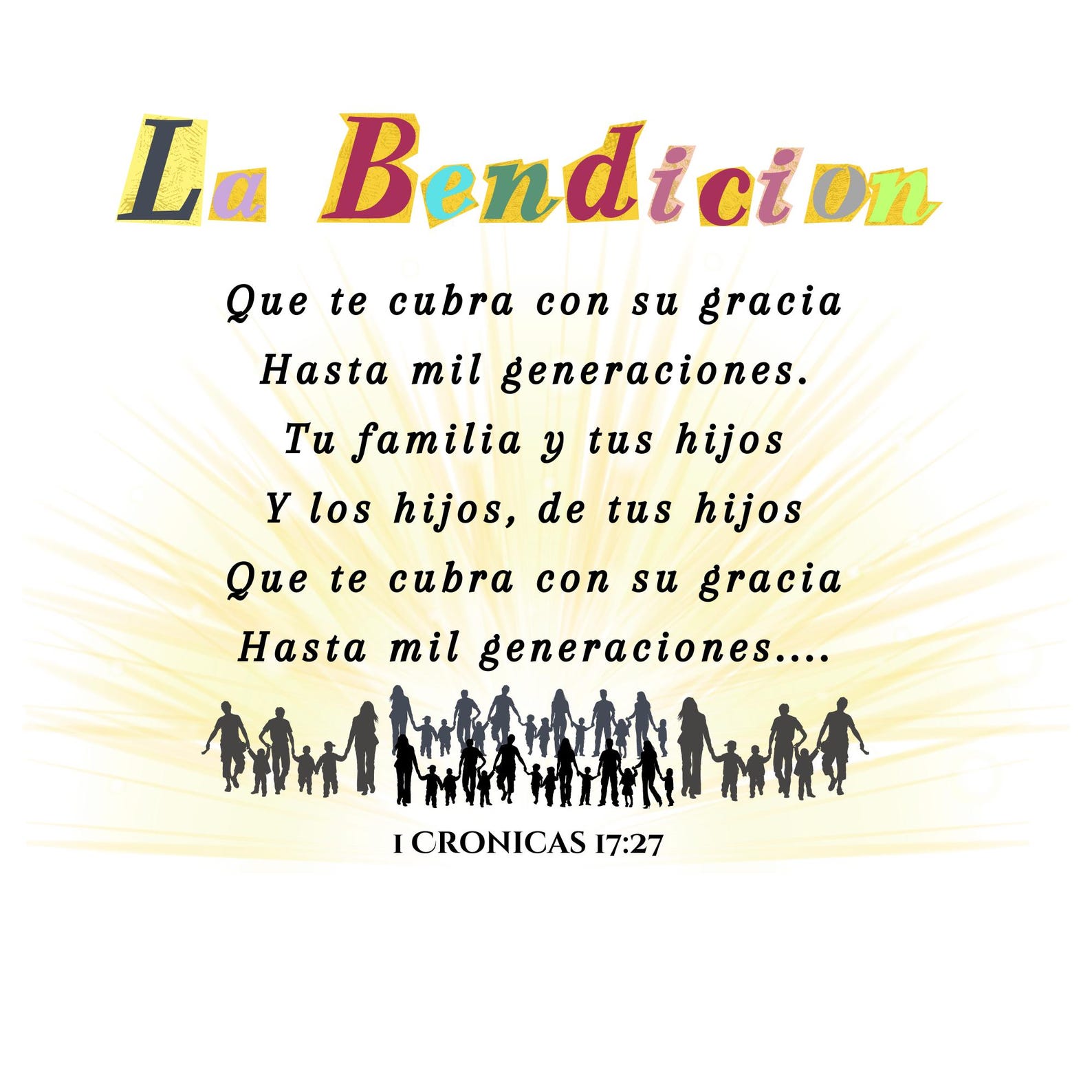 Letra Canción La Bendicion PNG File Commercial Use DTF/ 1 Cronicas 17: ...