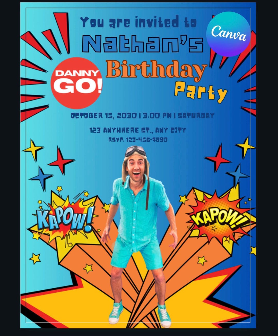 Editable Danny Go Birthday Party Invite Trains Birthday Invitation ...