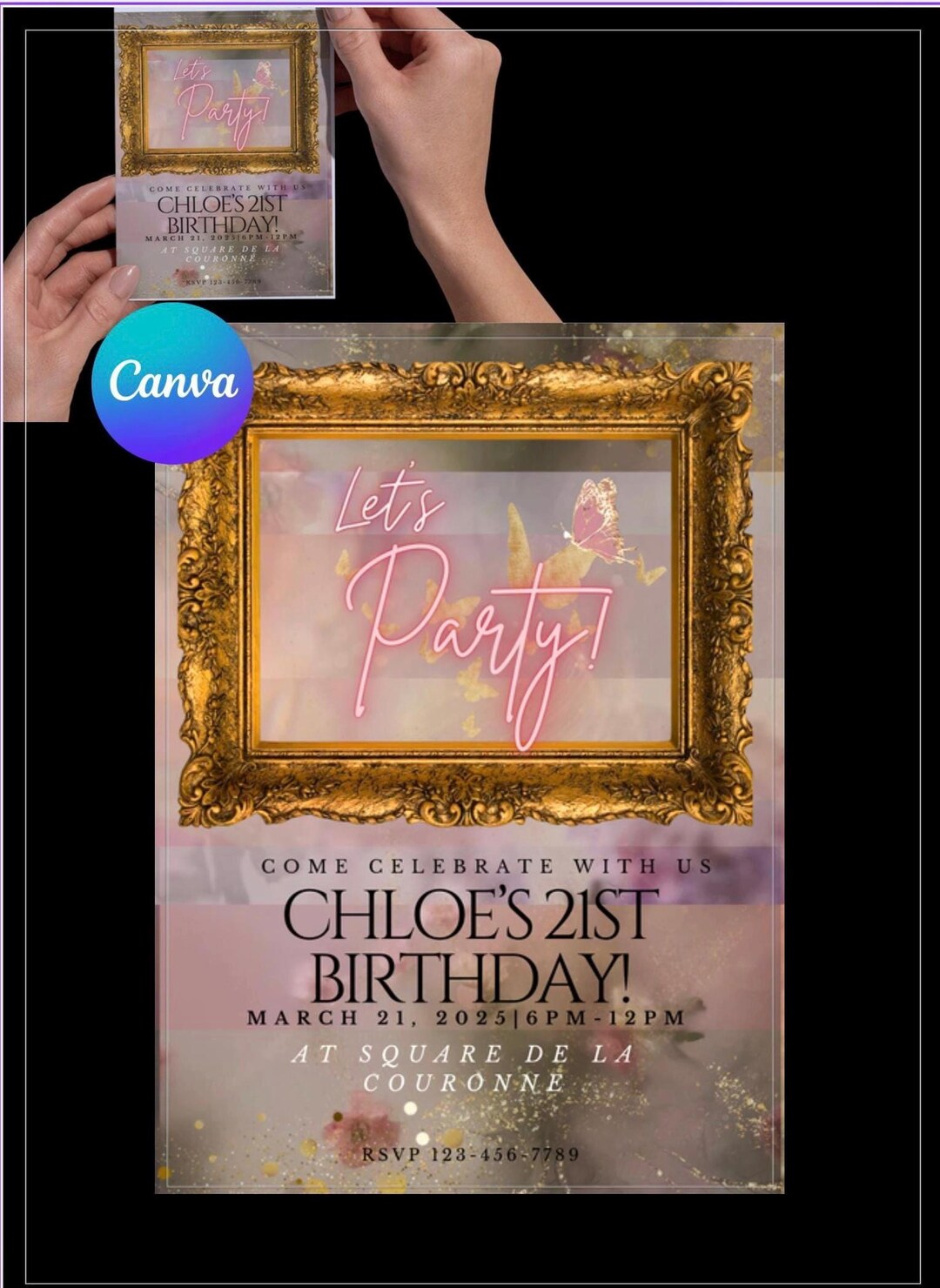 Glamour Birthday Invitation Template: Editable Party Invite (digital ...