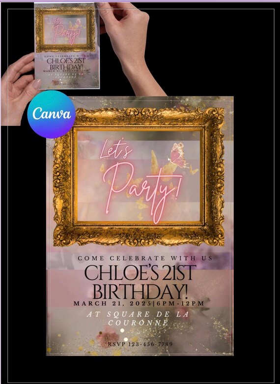 21st Birthday Party Invitation Borders