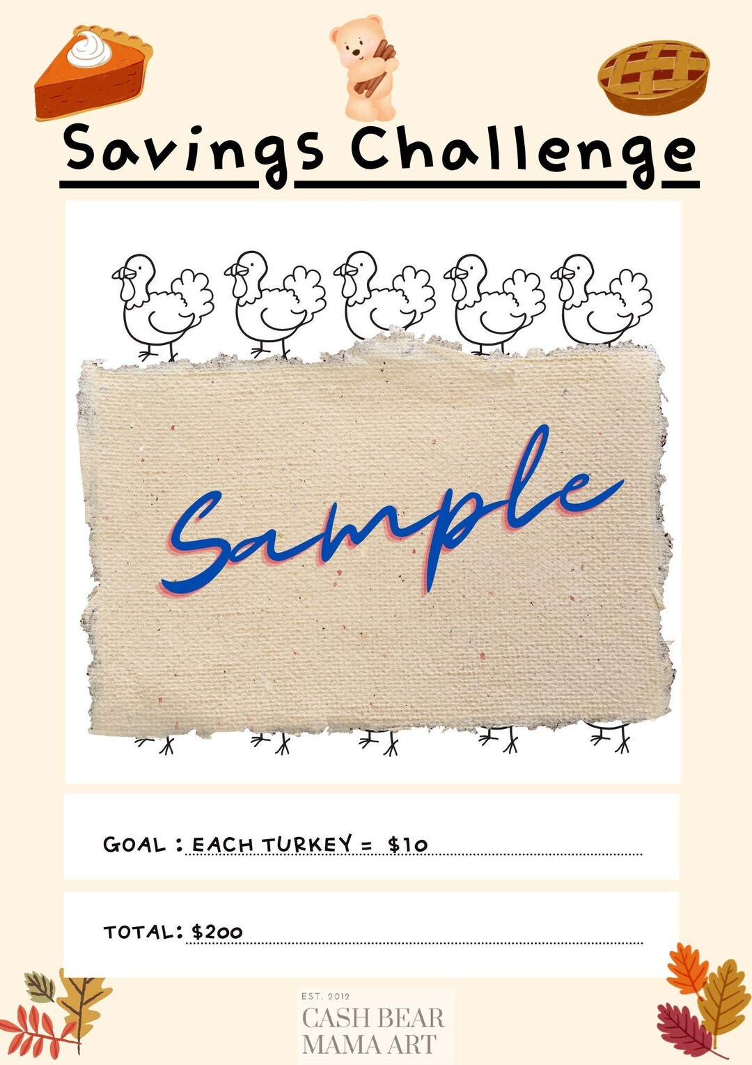 Turkey Savings Challenge - Etsy
