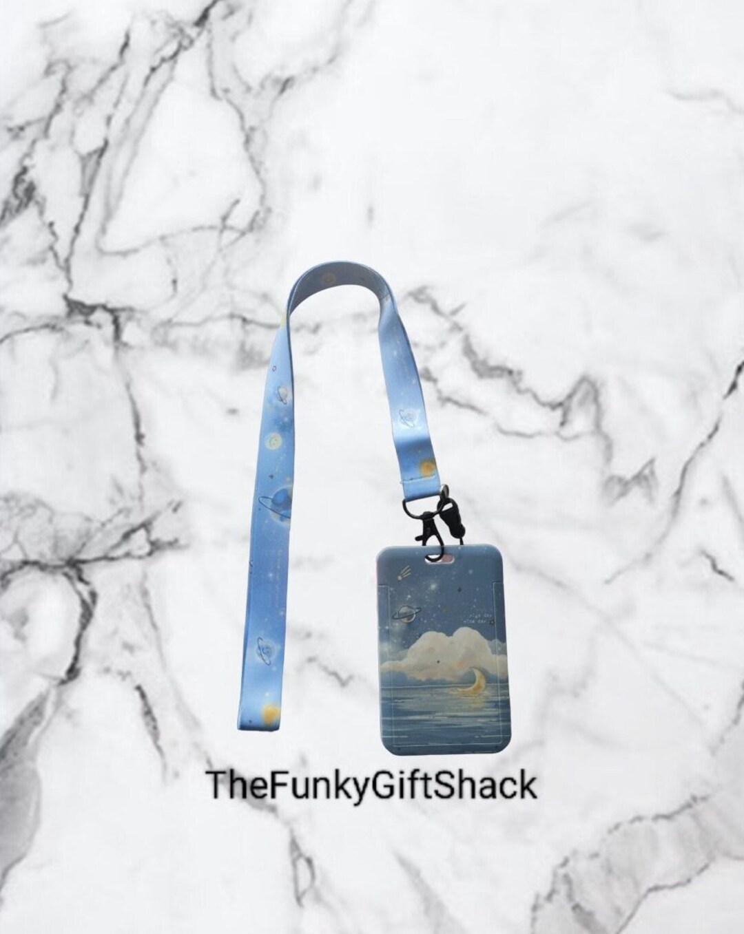 Night Sky Themed ID Card Holder With Lanyard , ID Badge Holder, ID ...